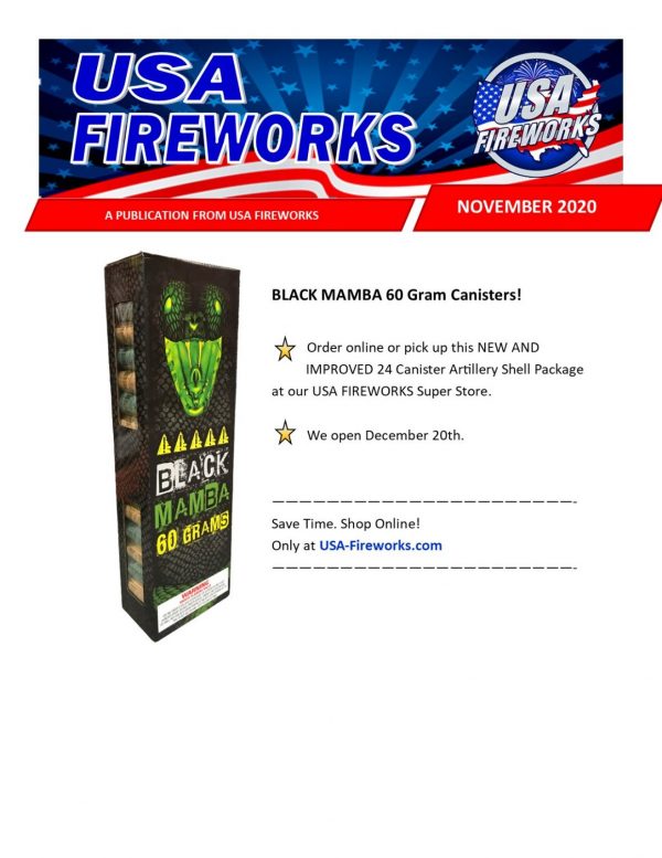 NEW ITEM - BLACK MAMBA 60 GRAM CANISTERS - USA-Fireworks